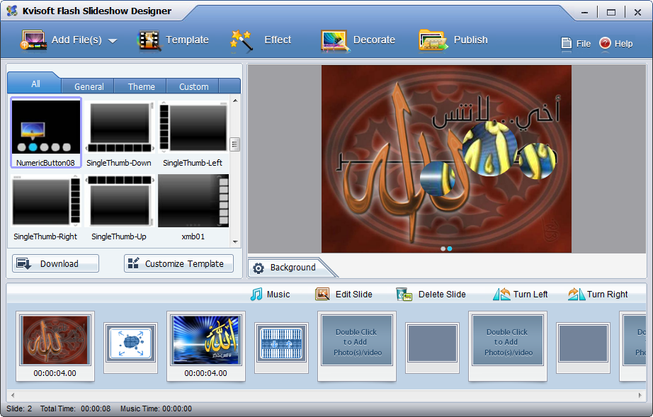 برنامج Kvisoft Flash Slideshow Designer 1.60 لتصميم البومات فلاشية من ...