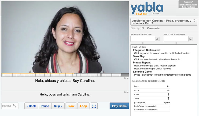 Yabla - Authentic Spanish 2012-2015 - Damas Wiki