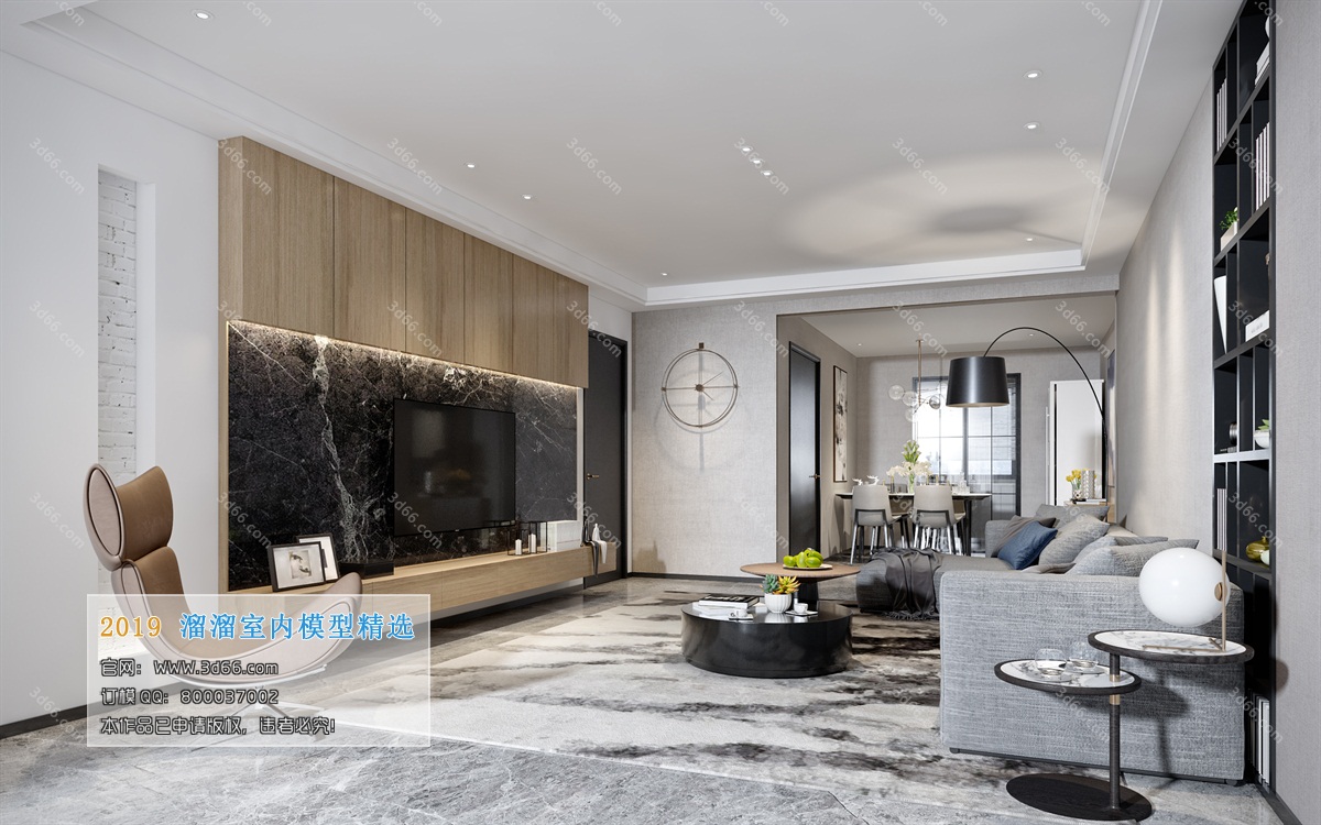 Living room 3D model A001 style 156 3D66-2019 - Damas Wiki