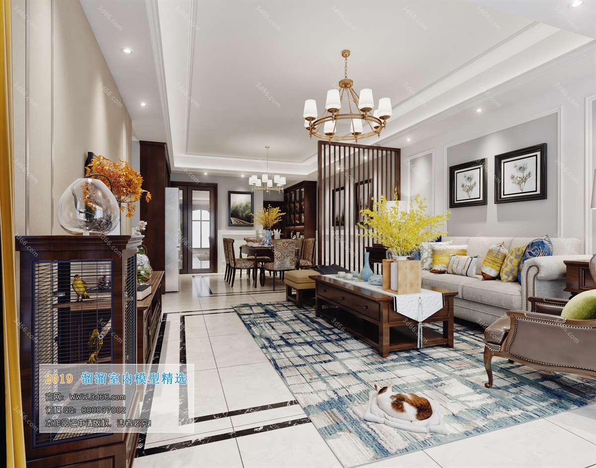 Living room 3D model A001 style 378 3D66-2019 - Damas Wiki