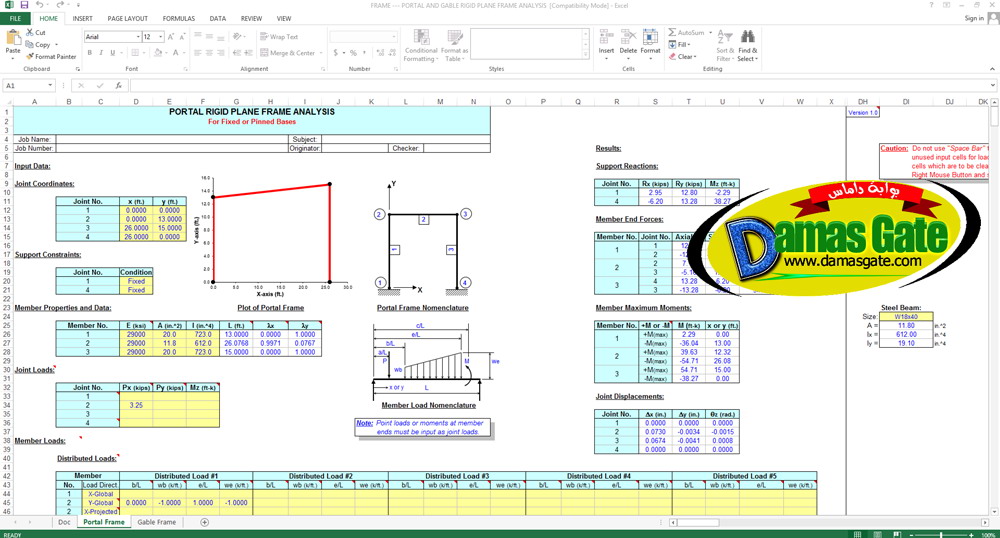 Portal and Gable Frame Analysis Spreadsheet - Damas Wiki