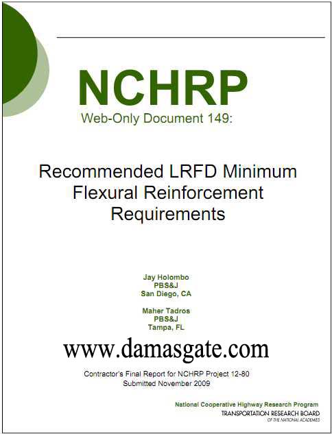 Recommended LFRD Minimum Flextural Reinforcement Requirements - Damas Wiki