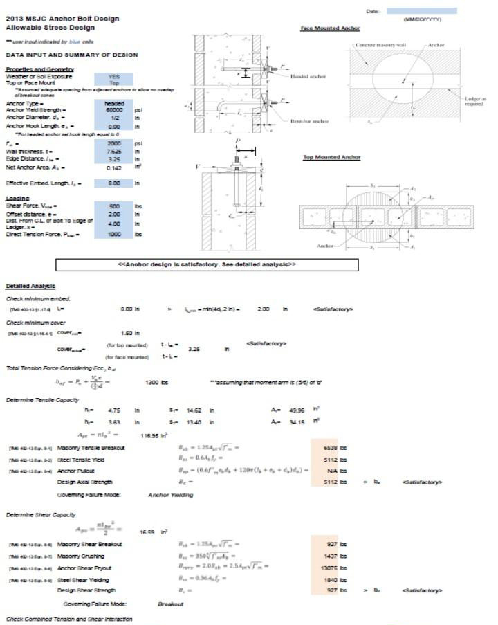 TEK 12-03C - MSJC 2013 - Masonry Anchor Bolt Design - Damas Wiki